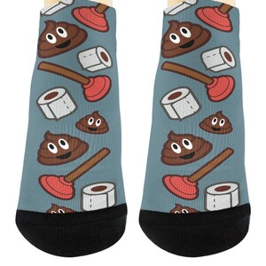 Funny Socks Toilet Paper Plunger and Poop Emoji Socks Potty Humor Gifts ...
