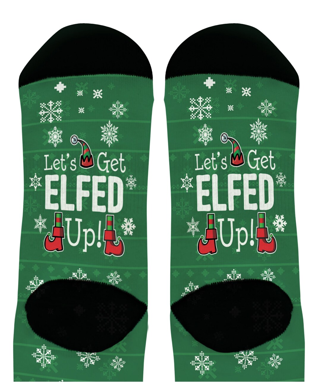 Funny Christmas Socks Let's Get Elfed up Christmas Elf Socks Christmas ...