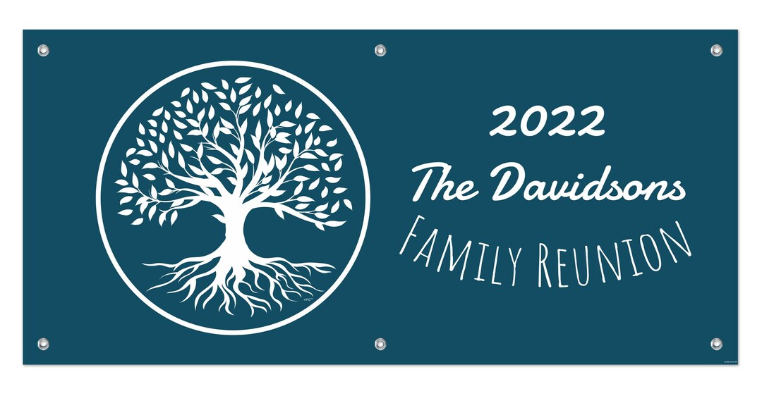 Personalized Family Reunion Banner, DNA Tree Dark Teal Banner, Custom ...