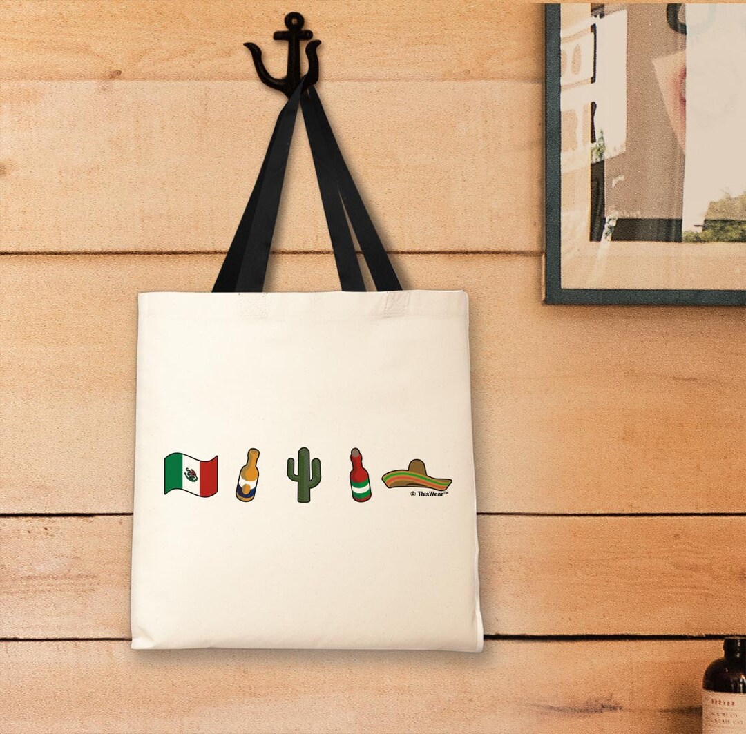 Cinco De Mayo Tote Bag: Iconography Icons De Mexico, Cotton Canvas With ...