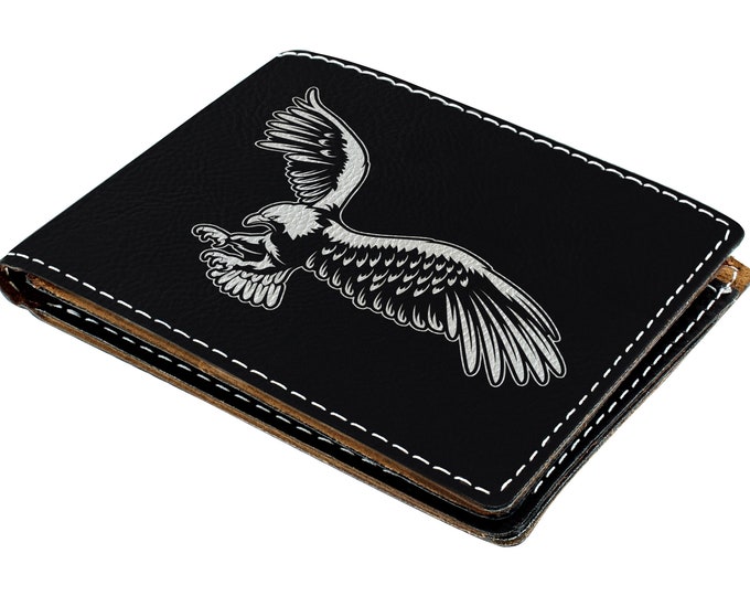 Bald Eagle Leather Wallet, Custom Wallet Name for Men, Hunting Gift for ...
