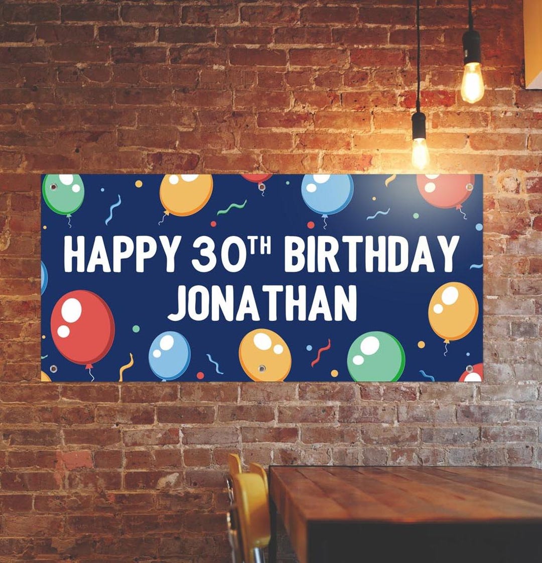 Personalized 30th Birthday Banner: 30th Birthday Banner With Colorful ...