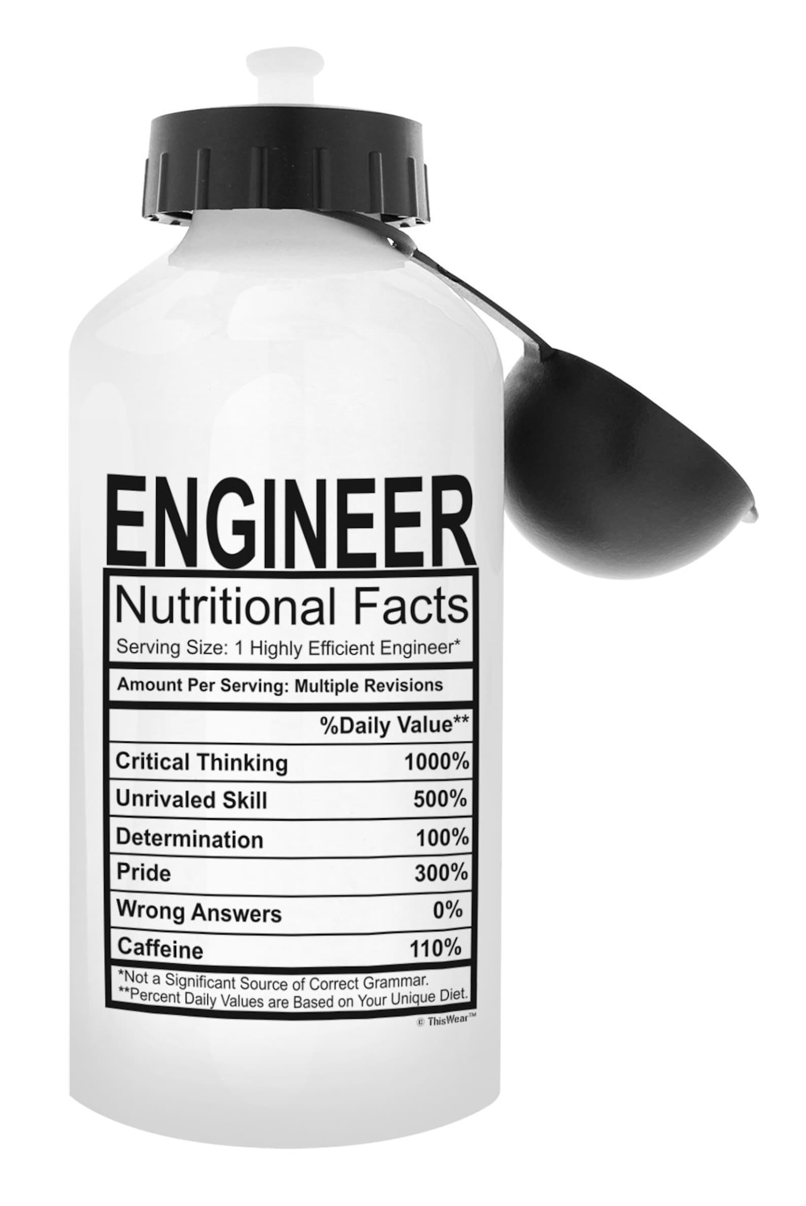 Engineer Water Bottle Engineer Nutritional Facts Aluminum | Etsy