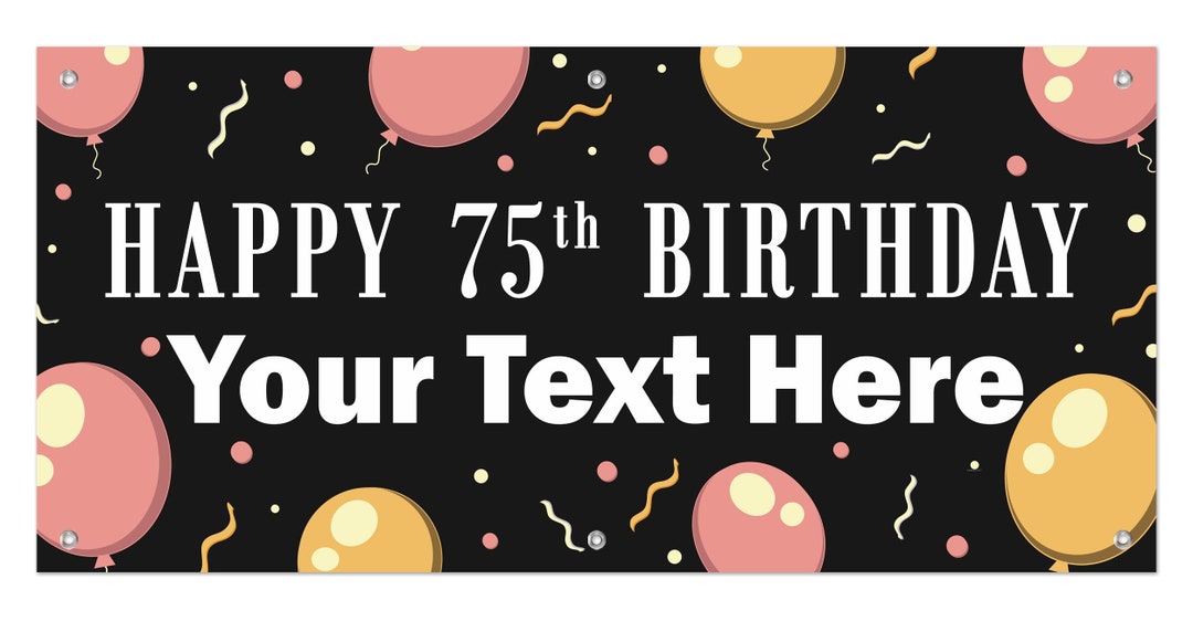 Personalized Milestone 75th Birthday Banner With Rose Gold Balloons ...