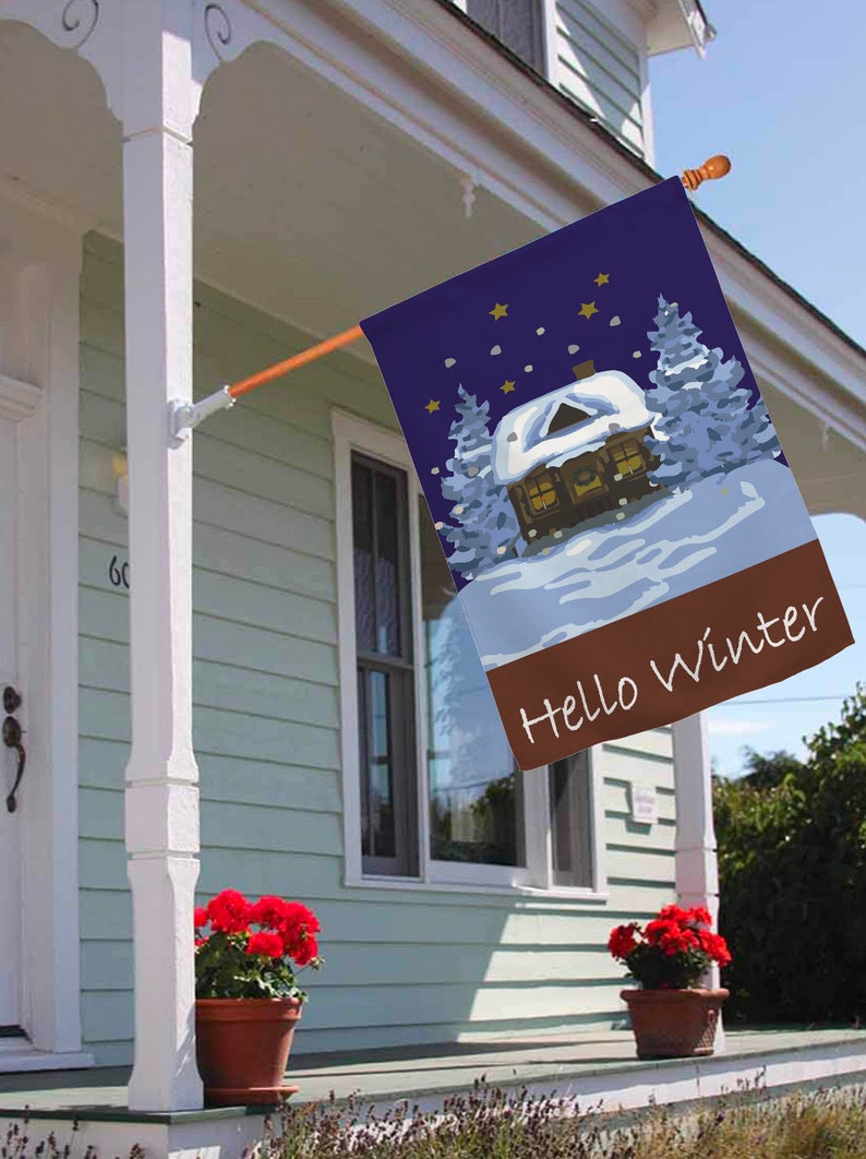 Winter Decorations Hello Winter Flag Seasonal Decor Vertical - Etsy