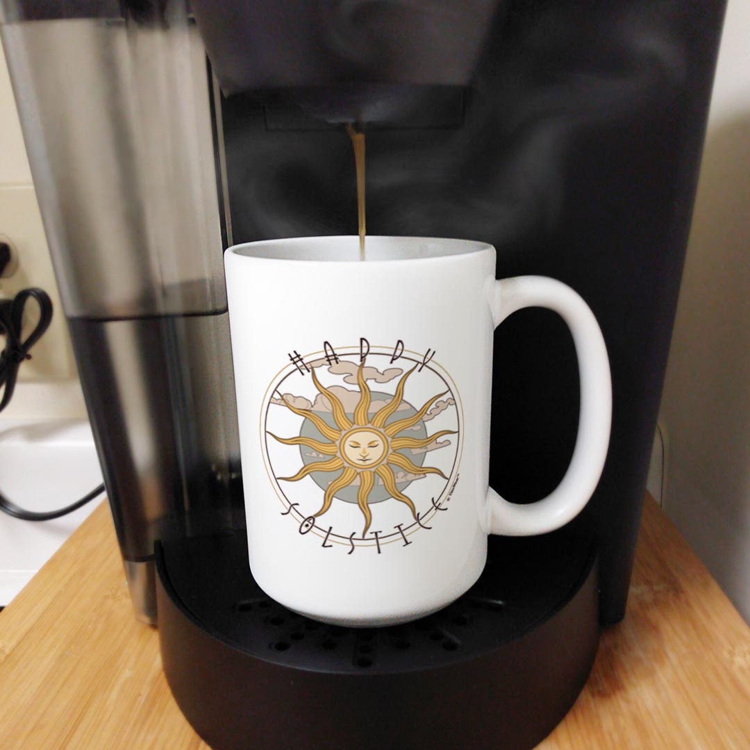 Vacation Coffee Mug: Happy Solstice , 11oz/15oz White Ceramic - Etsy