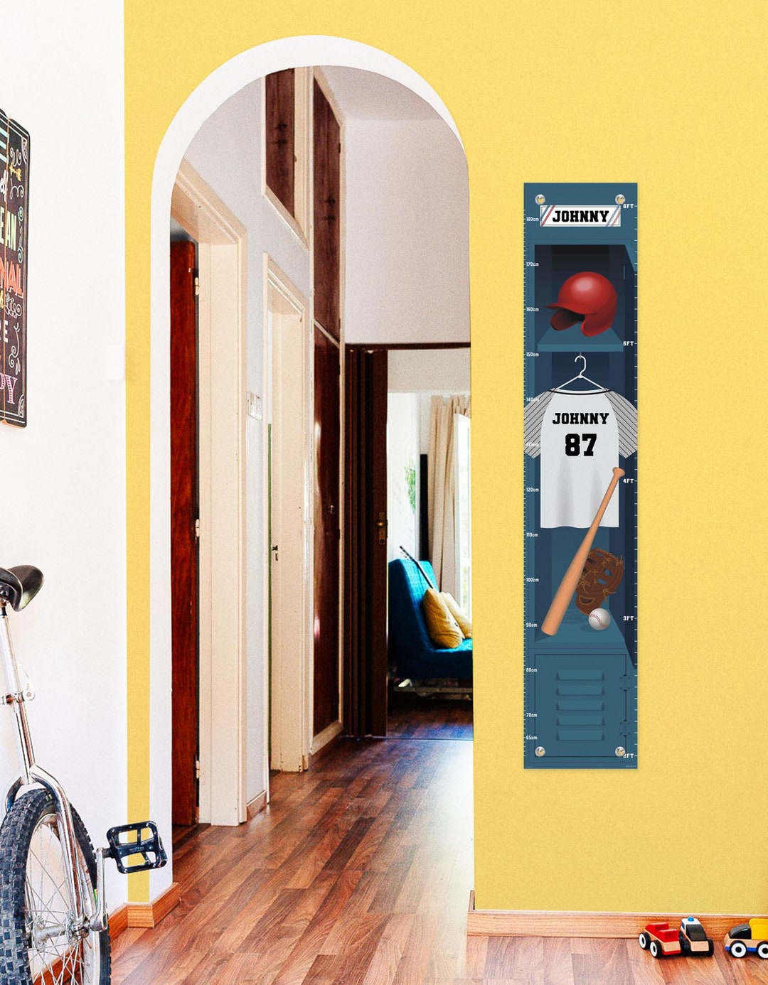 Personalized Children's Growth Chart: Children Baseball Locker With ...