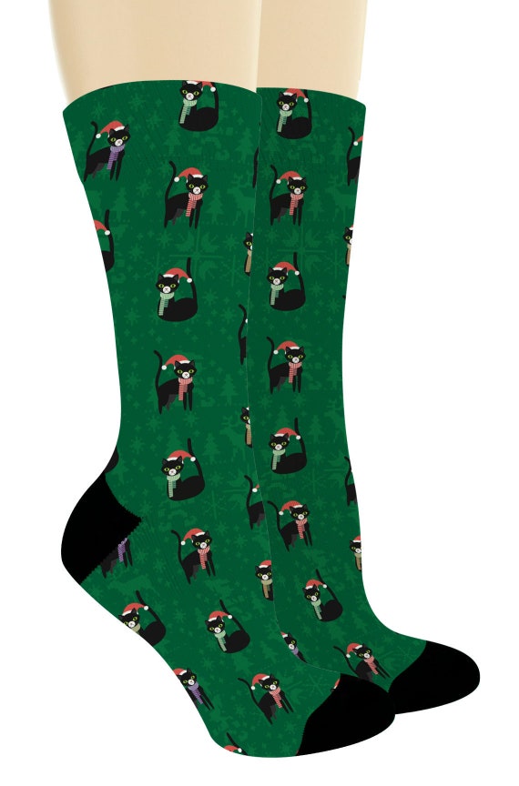 Funny Cat Themed Christmas Socks Cats Wearing Scarves Cat | Etsy