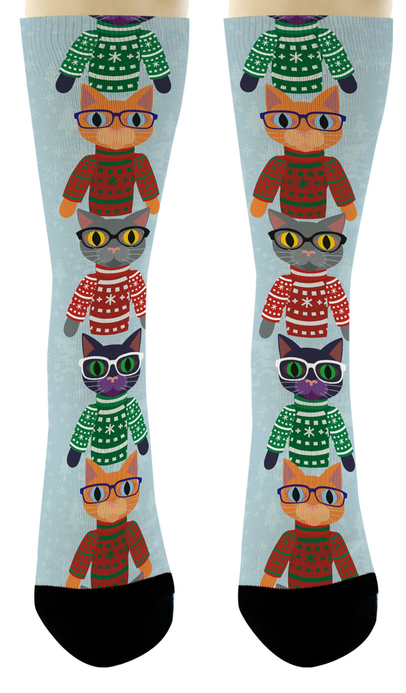 Funny Cat Themed Christmas Socks Cat Ugly Sweater Socks Cat - Etsy