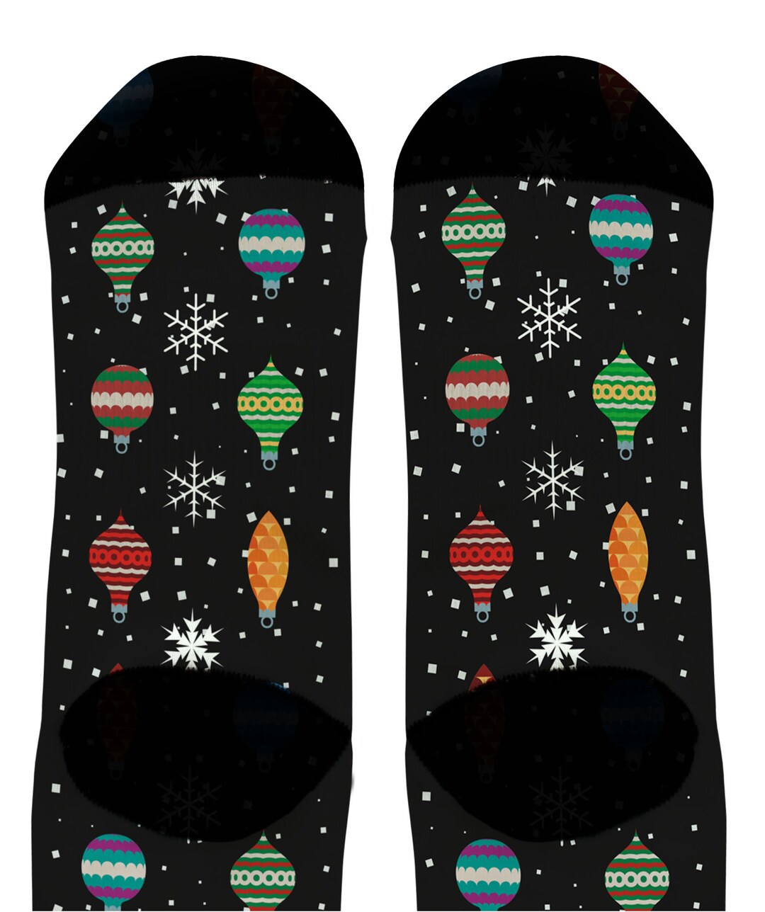 Christmas Socks, Christmas Ornament Print Socks, Winter Holiday, Socks ...