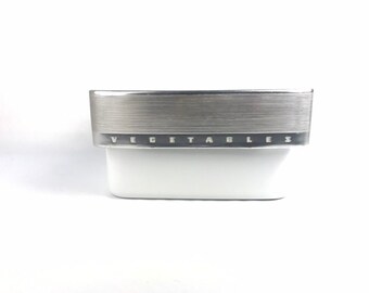 Vintage Enamelware Refrigerator "hydrator" Drawer - White With Black ...