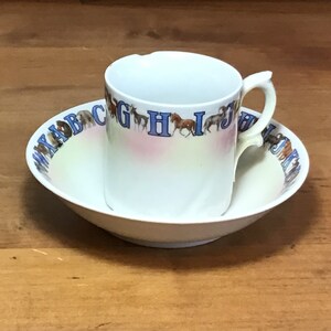 Vintage German ABC Cup and Bowl - Child's Animal Alphabet Cup and Bowl ...