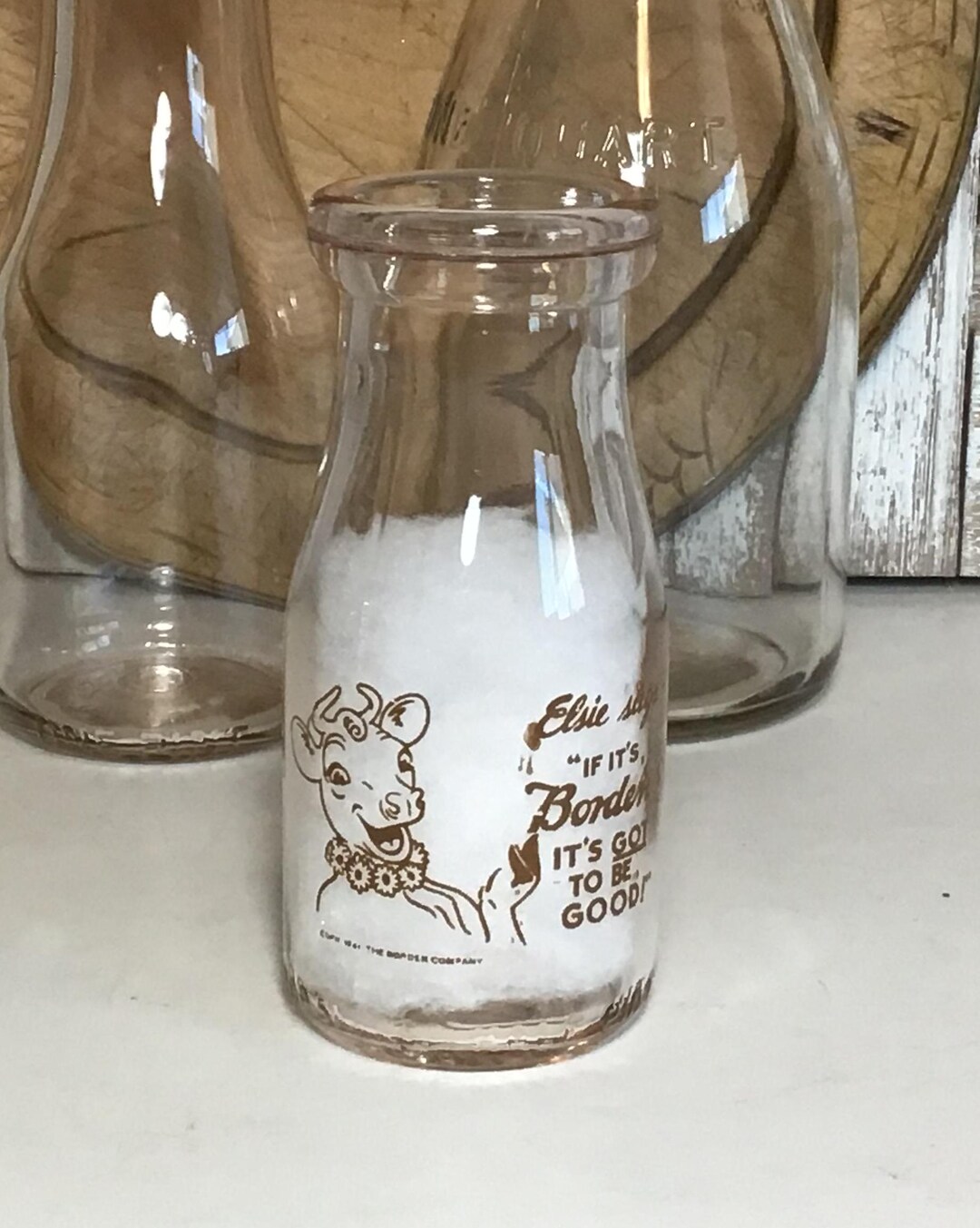 Vintage Borden's Half Pint Milk Bottle Elsie the Cow - Etsy
