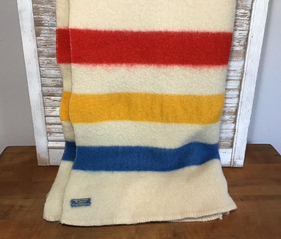 Vintage Virgin Wool Blanket - Wool O the West - 78" X 50" - Striped ...