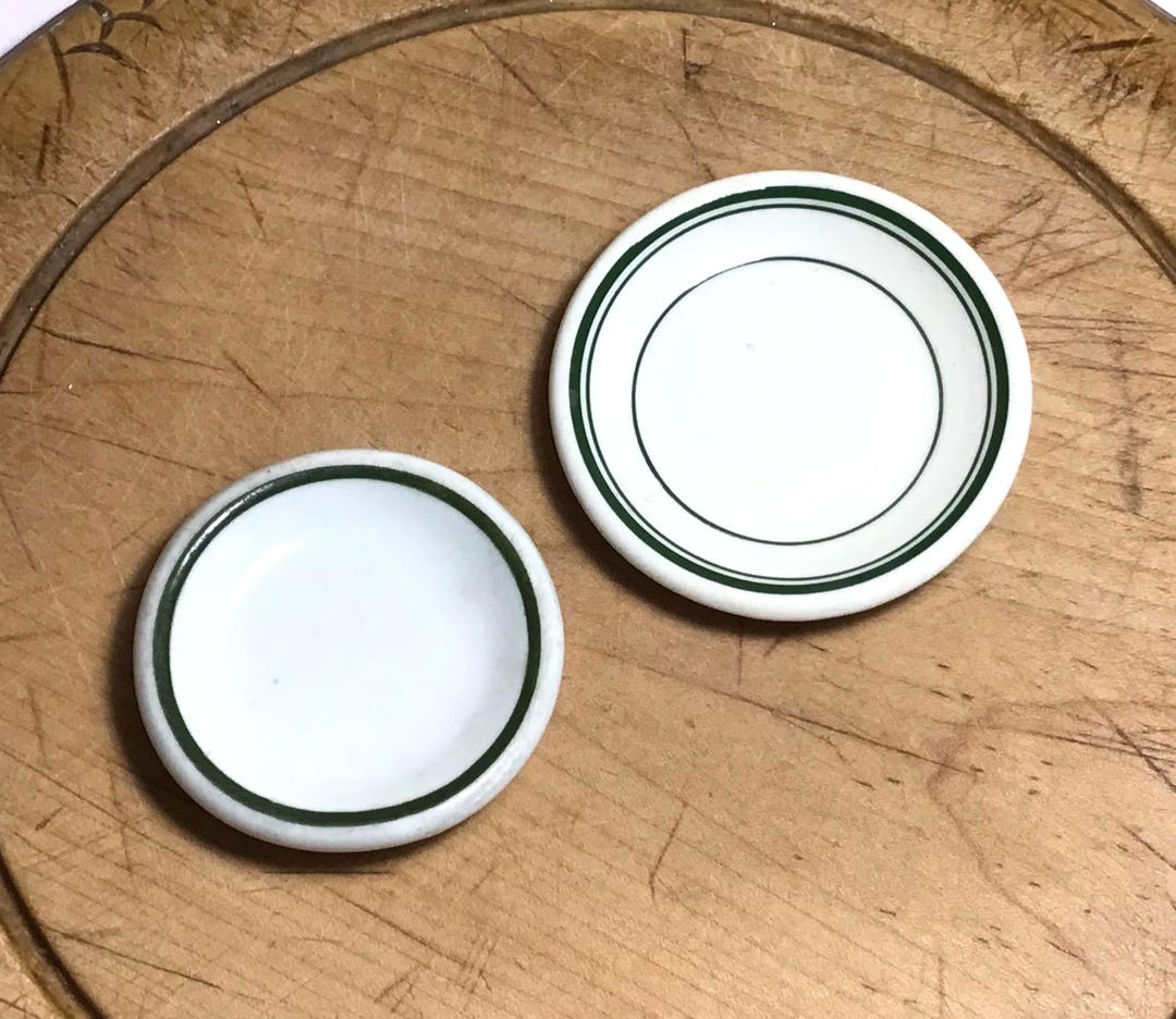 2 Vintage Butter Pats - Green Stripe Restaurant Ware - Chunky - Etsy