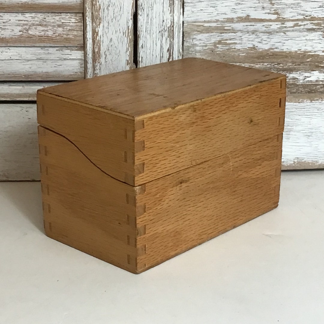 Vintage Wooden Card File Box Dove Tail Carver Wood Products - Etsy