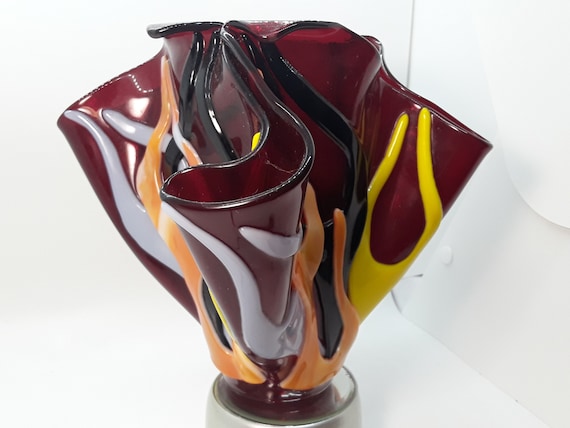 Fused Glass Vase-flame Vase-flower Vase | Etsy