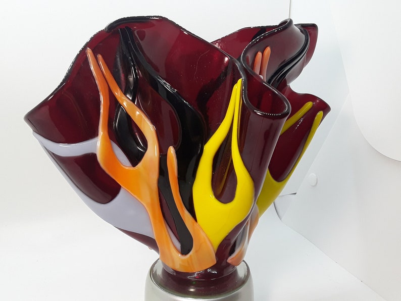 Fused Glass Vase-flame Vase-flower Vase - Etsy