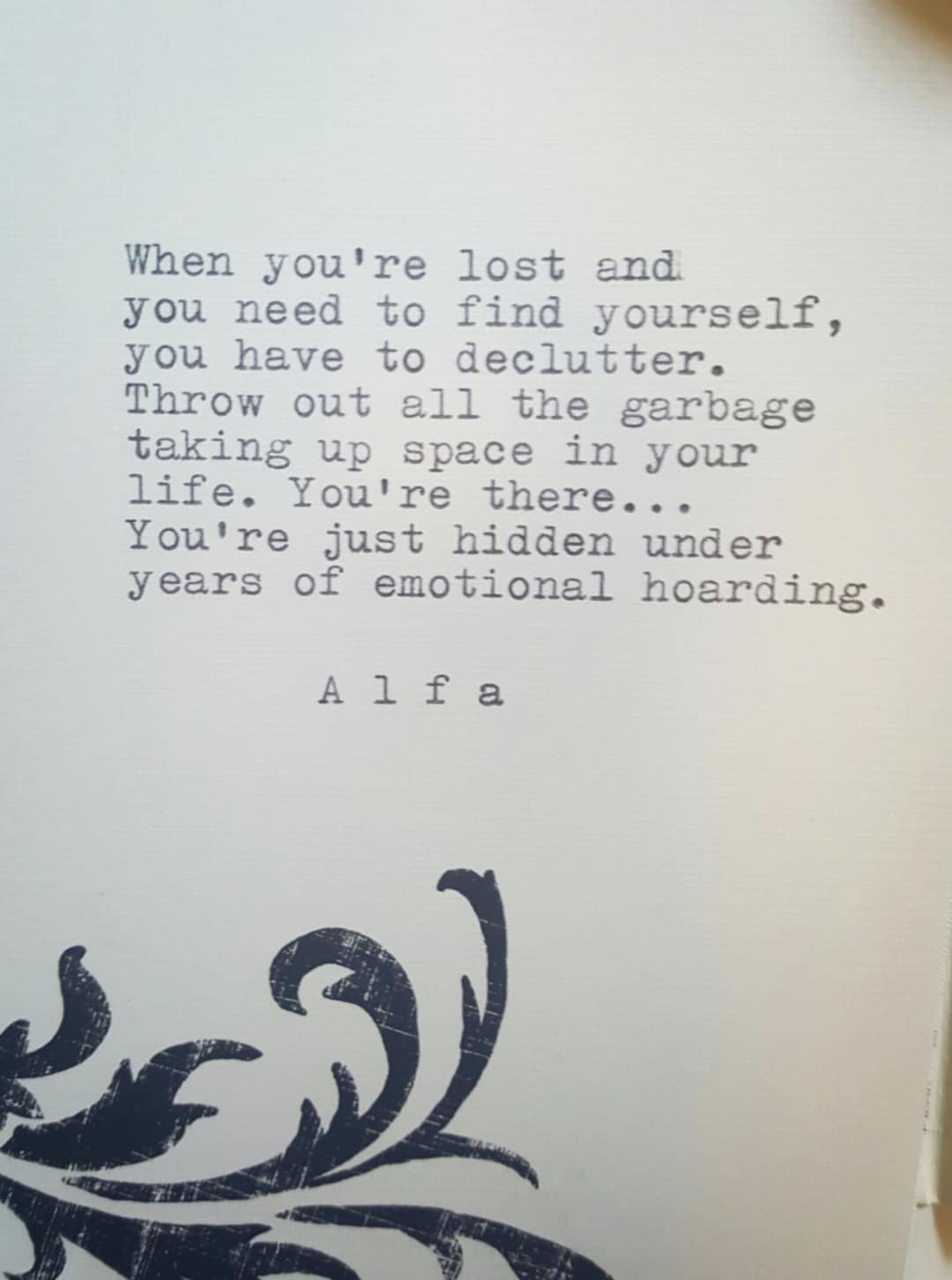 Typed Poem on 5x4 Stationary when You're Lost... Find Yourself ...
