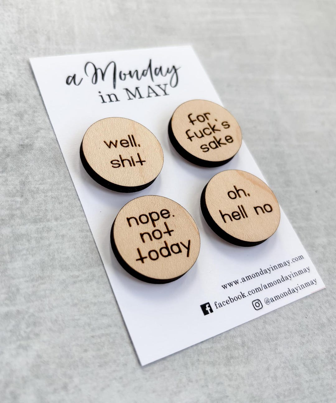 Snarky Maple Wood Magnet Set: Sassy Fridge Magnets - Etsy