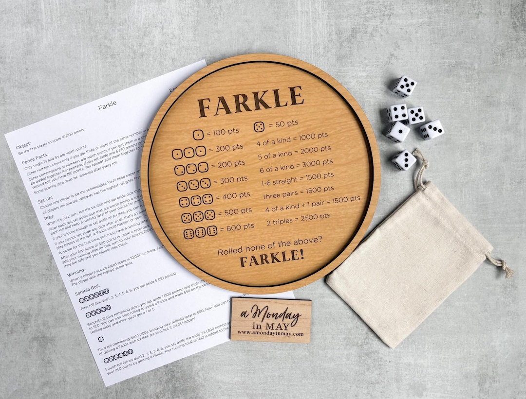 Farkle Board, Farkle Game, Family Game Night, Dice Game - Etsy