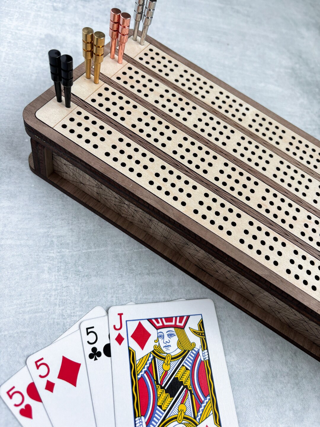 4 Track Cribbage Board With Storage Box - Etsy