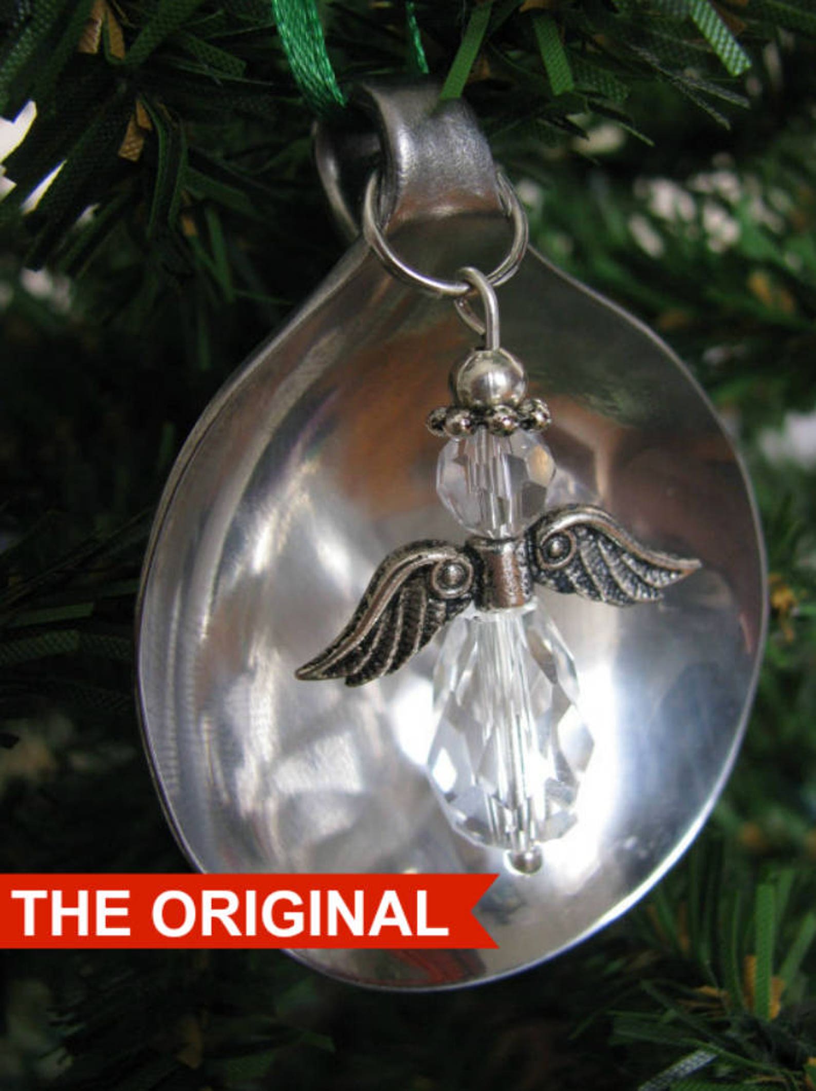 Spoon Angel Ornament. Soup Spoon Ornament; Crystal Angel; up Cycle - Etsy