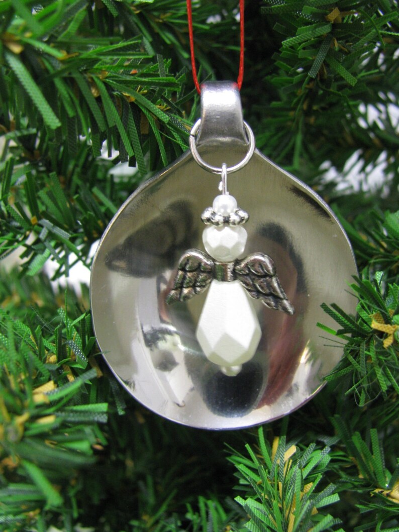 Spoon Angel Ornament with White Beaded Angel Angel Spoon | Etsy