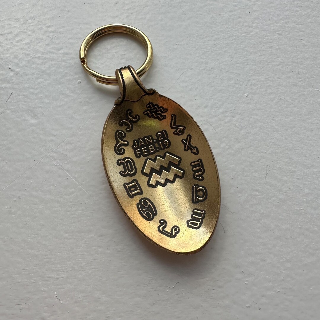 Aquarius Spoon Keychain, Zodiac Sign, Aquarius Keychain, Zodiac ...