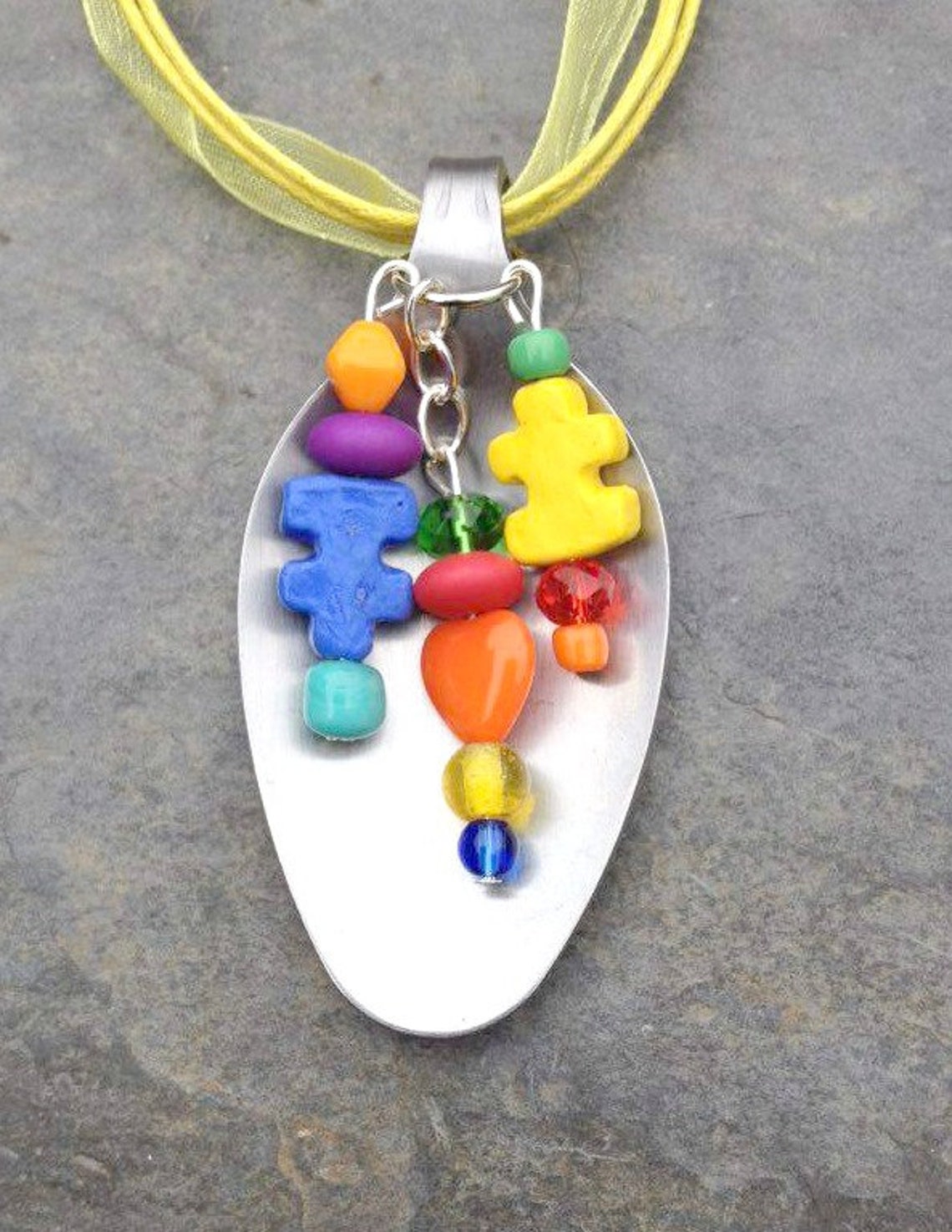 Autism Awareness Spoon Necklace, Autism Awareness, Puzzle Necklace ...