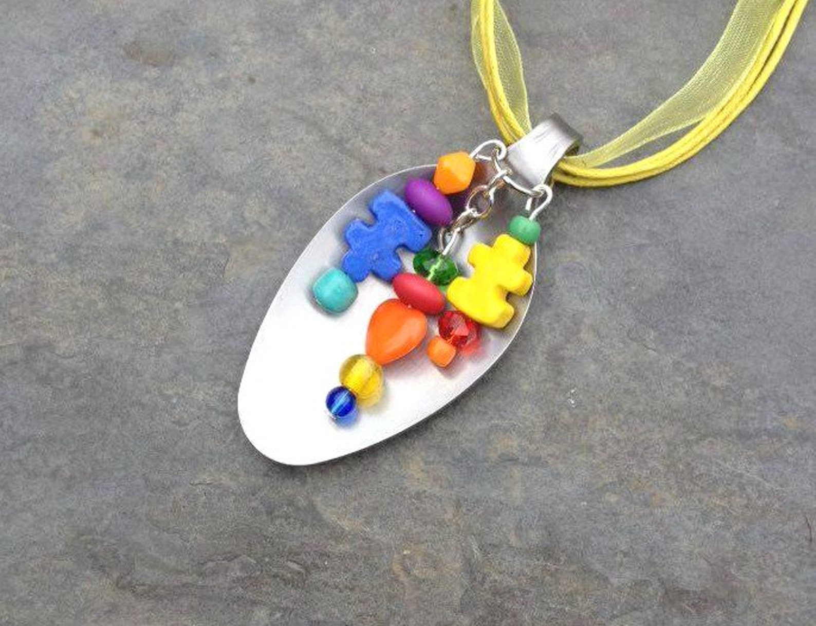 Autism Awareness Spoon Necklace, Autism Awareness, Puzzle Necklace ...