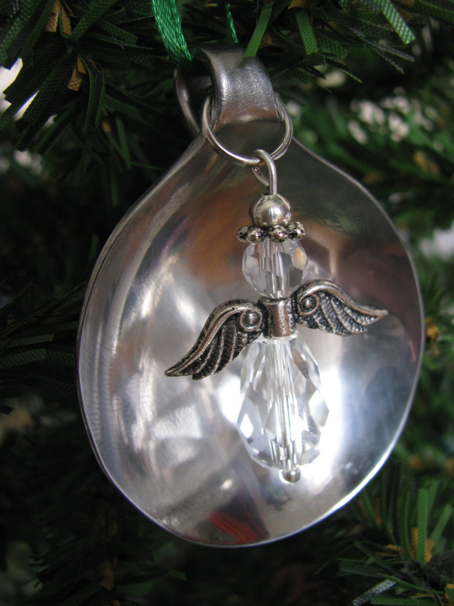 Spoon Angel Ornament. Soup Spoon Ornament; Crystal Angel; up Cycle - Etsy