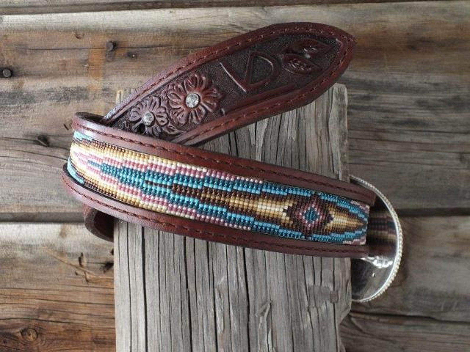 Western Beaded Insert Into Leather Belt - Etsy