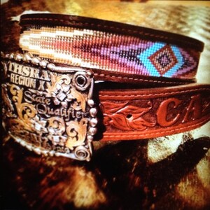 Beaded Leather Belt - Etsy