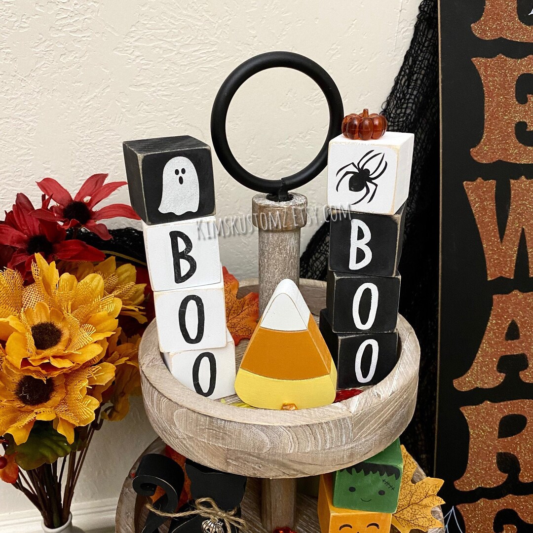 BOO Blocks Halloween Blocks Rae Dunn Halloween Decor Shelf Sitters ...