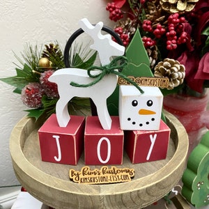 JOY Blocks Christmas Blocks Christmas Decor Xmas Decor Shelf Sitters ...