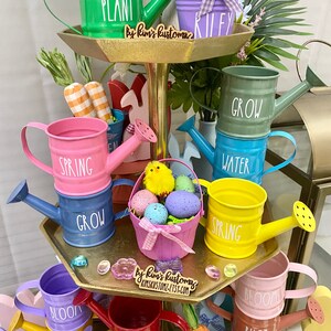 Mini Watering Can Garden Decor Spring Decor Shelf Sitters Spring Tiered ...