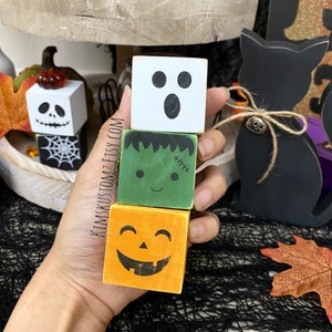 Halloween Blocks Monster Blocks Pumpkin Ghost Frankenstein - Etsy