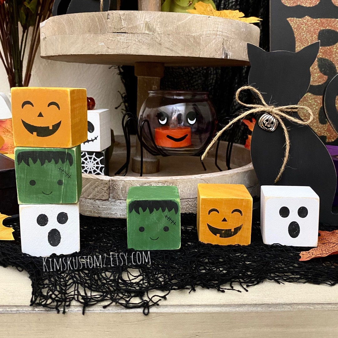 Halloween Blocks Monster Blocks Pumpkin Ghost Frankenstein - Etsy