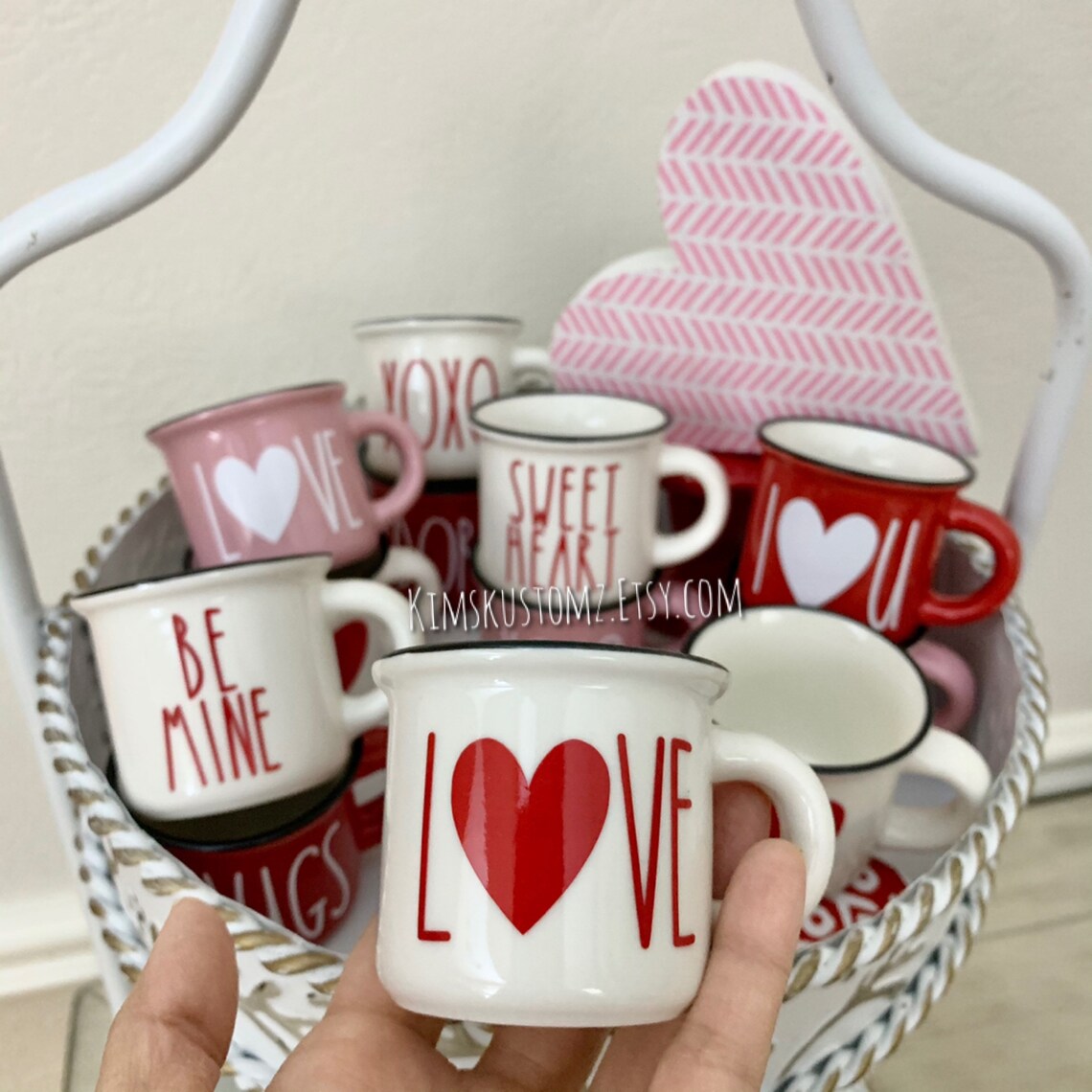 Valentines Day Mini Mugs 2.4oz and Big Mugs 12.85oz | Etsy