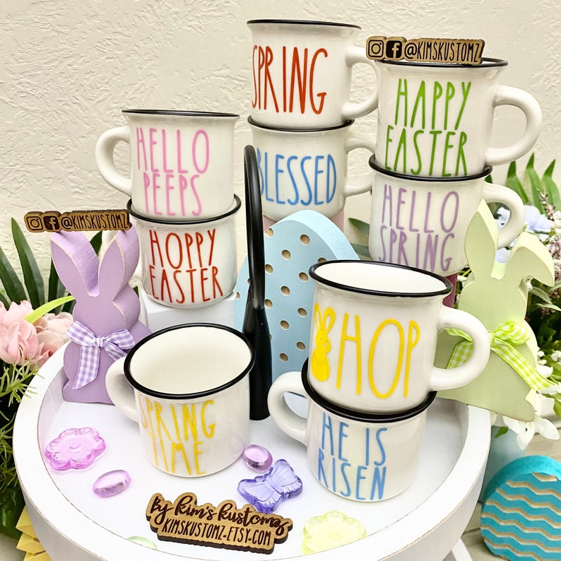 Spring Easter Mini Mugs 2.4oz and Big Mugs 12.85oz Spring - Etsy