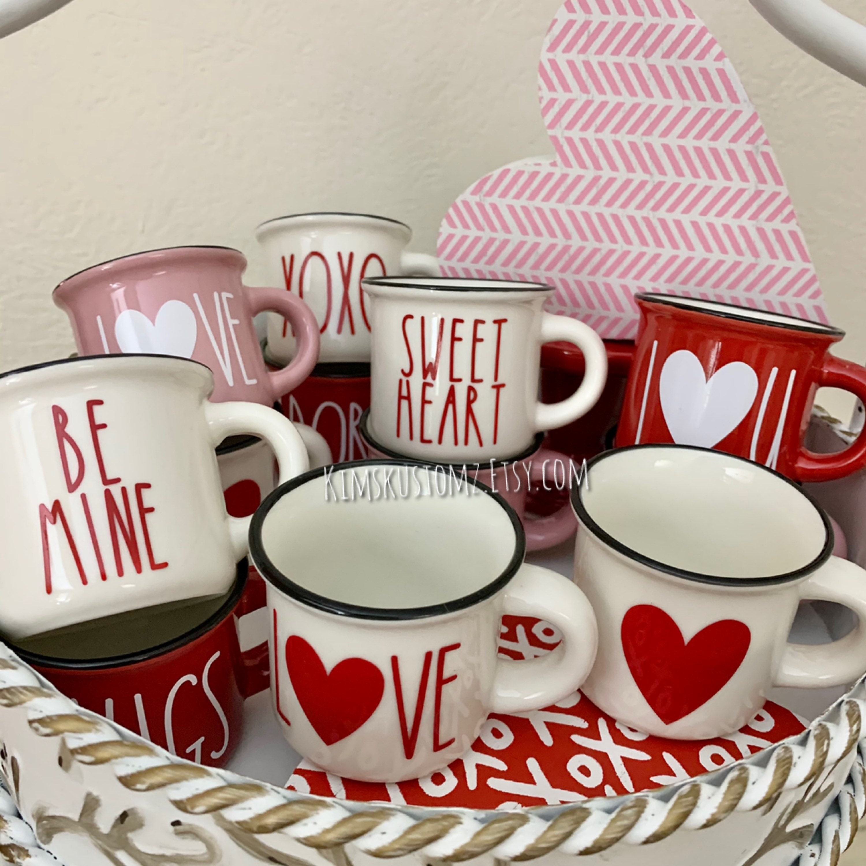 Valentines Day Mini Mugs 2.4oz and Big Mugs 12.85oz | Etsy