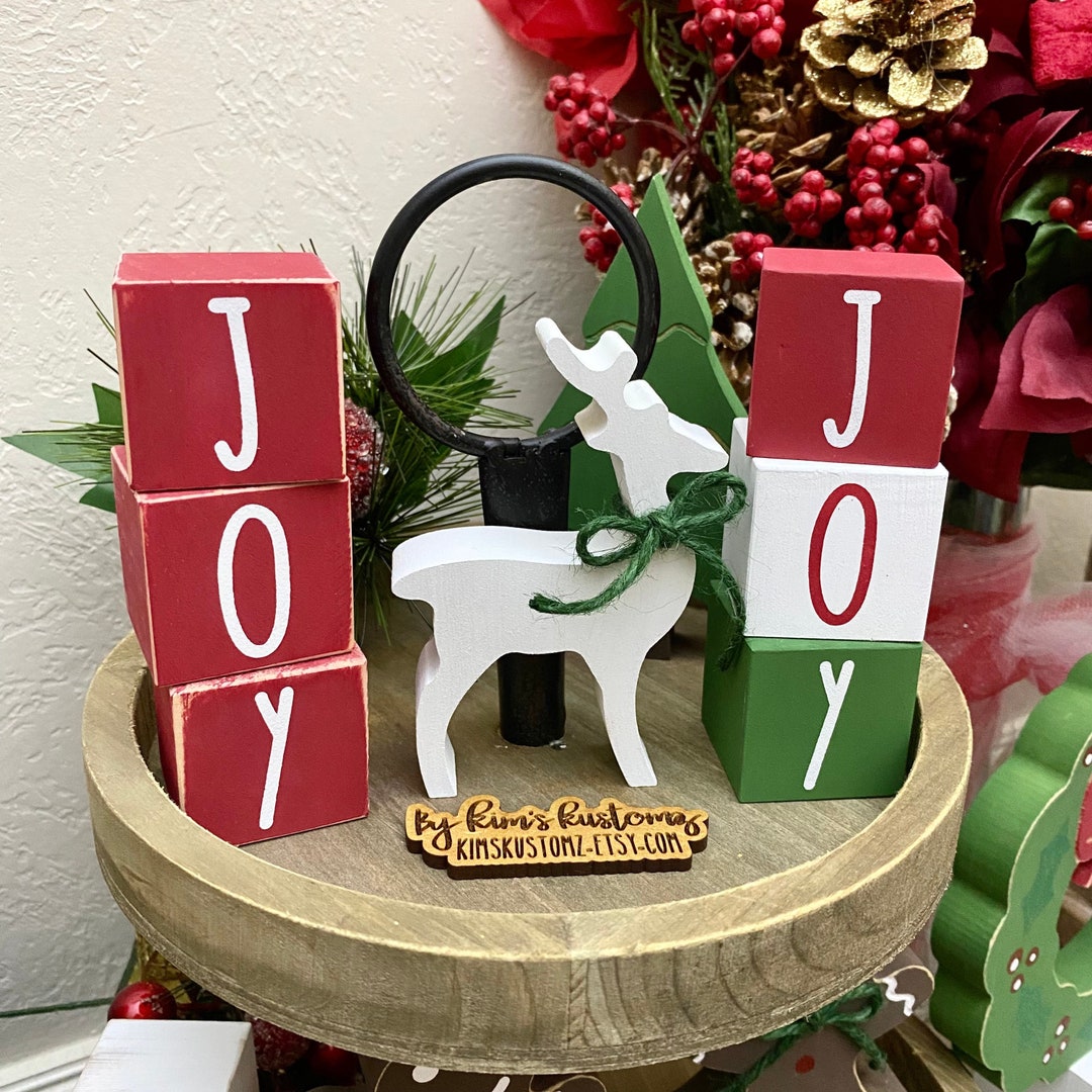 JOY Blocks Christmas Blocks Christmas Decor Xmas Decor Shelf Sitters ...