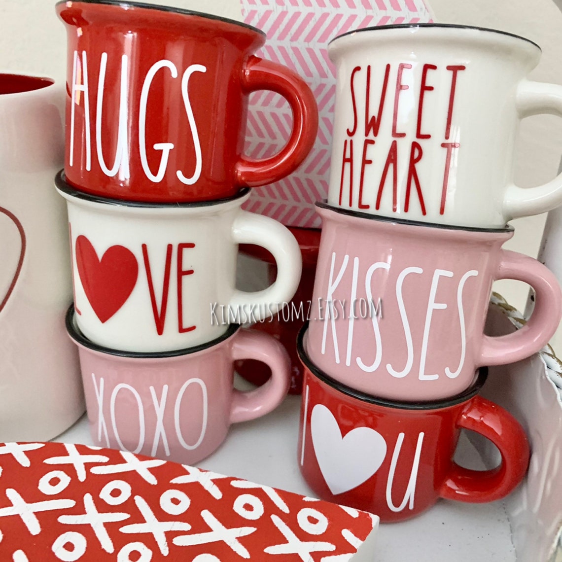 Valentines Day Mini Mugs 2.4oz and Big Mugs 12.85oz | Etsy