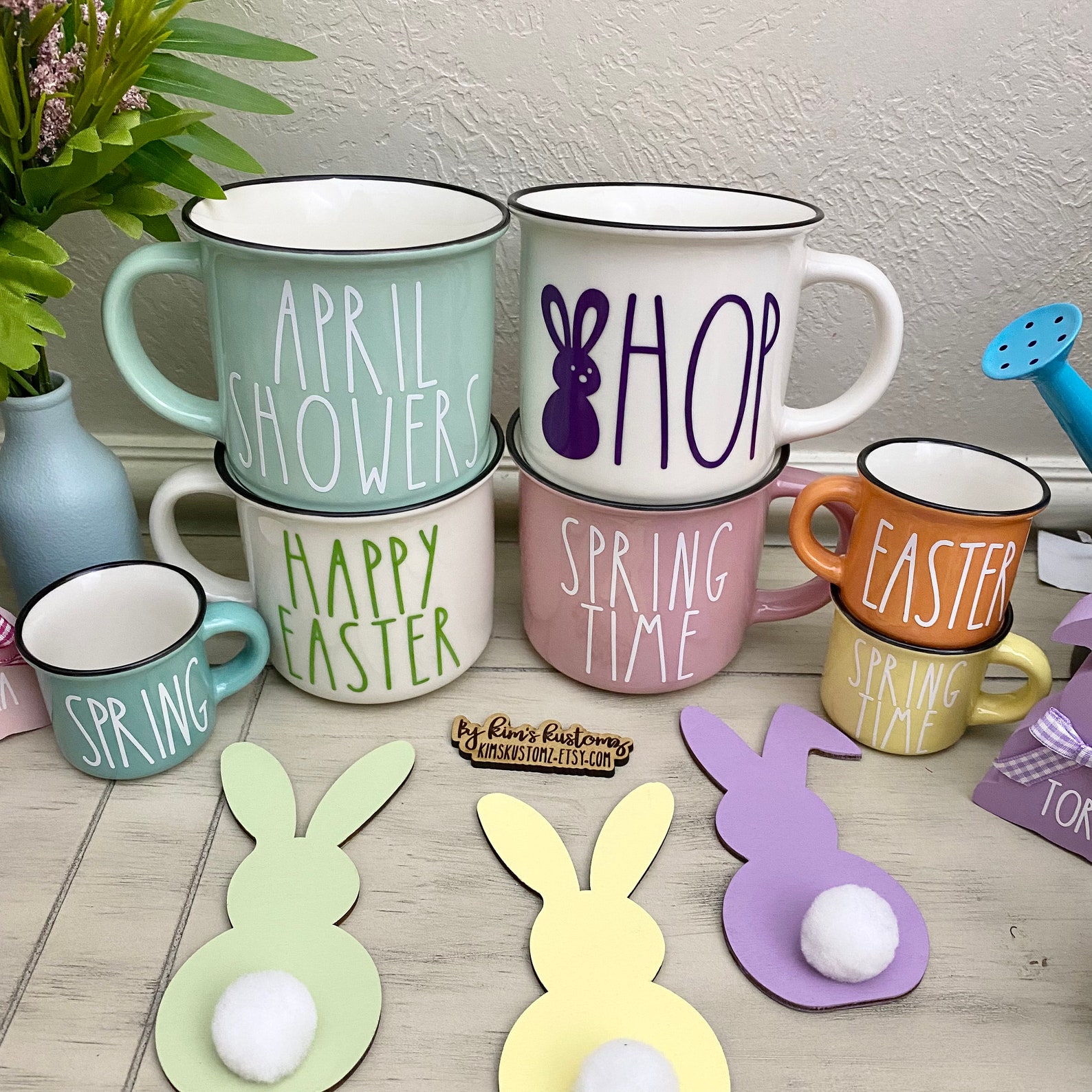 Spring Easter Mini Mugs 2.4oz and Big Mugs 12.85oz Spring - Etsy
