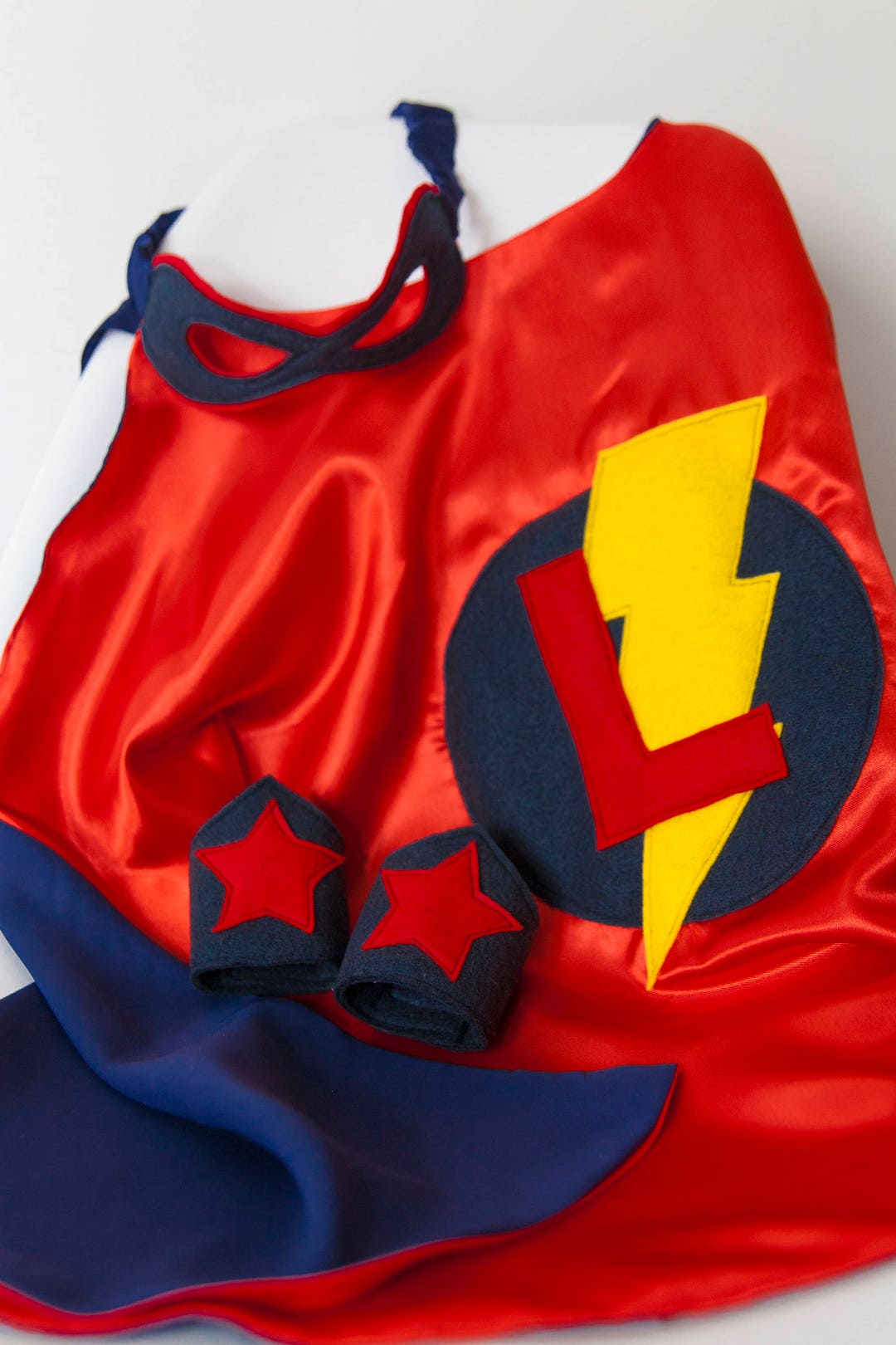 Super Hero Set, Personalized. Cape & Crown or Mask. Red and Navy Blue ...