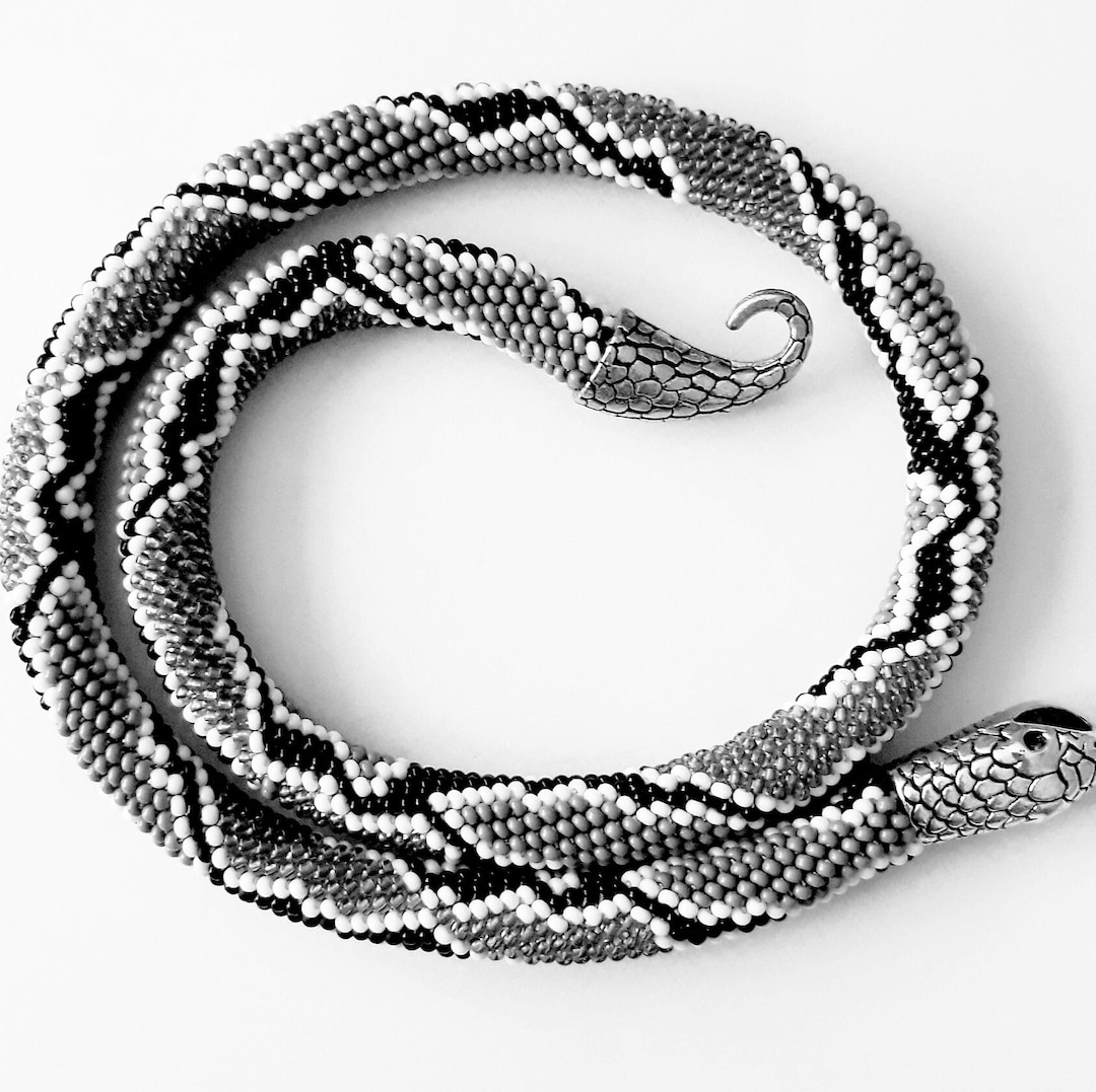Black and White Python Snake Gothic Ouroboros Necklace - Etsy