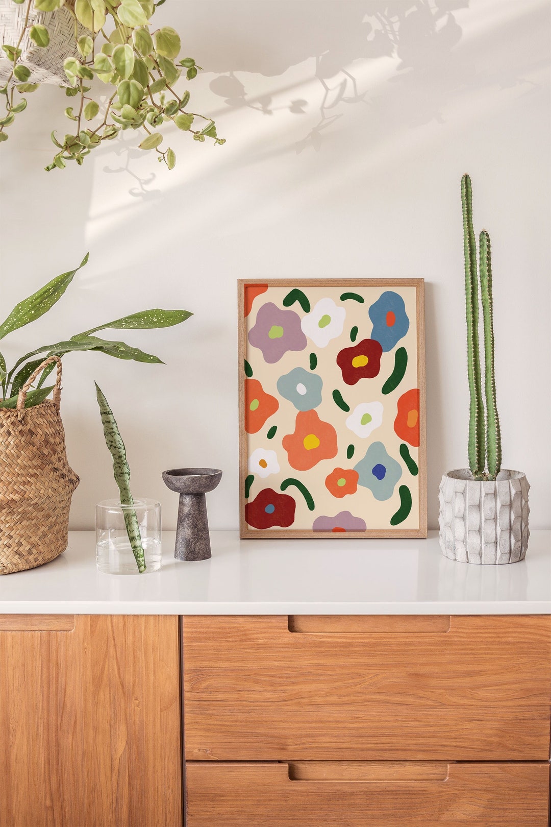 Colorful Hand Drawn Floral Poster, Digital Downloadable Prints ...