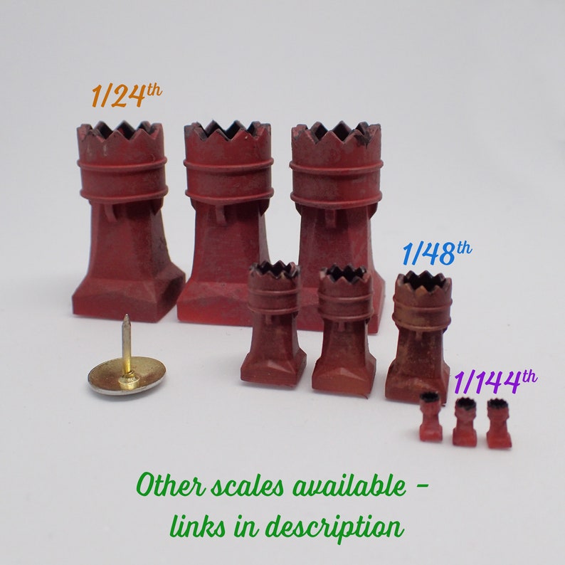 Set of 3 Miniature Chimney Pots crown Style - Etsy