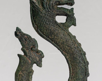 Antique Thai Style Bronze Nine Head Protective Naga, Snake or Serpent ...